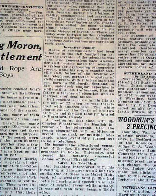 Alexander Graham Bell has died... - RareNewspapers.com
