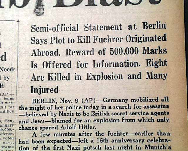 Assassination attempt on Hitler... - RareNewspapers.com