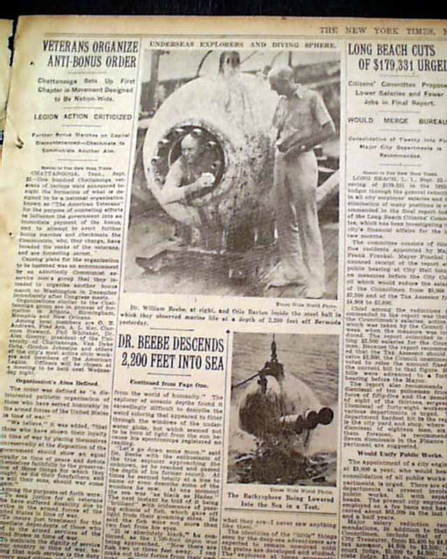 Bathysphere deep-sea submersible dive... - RareNewspapers.com