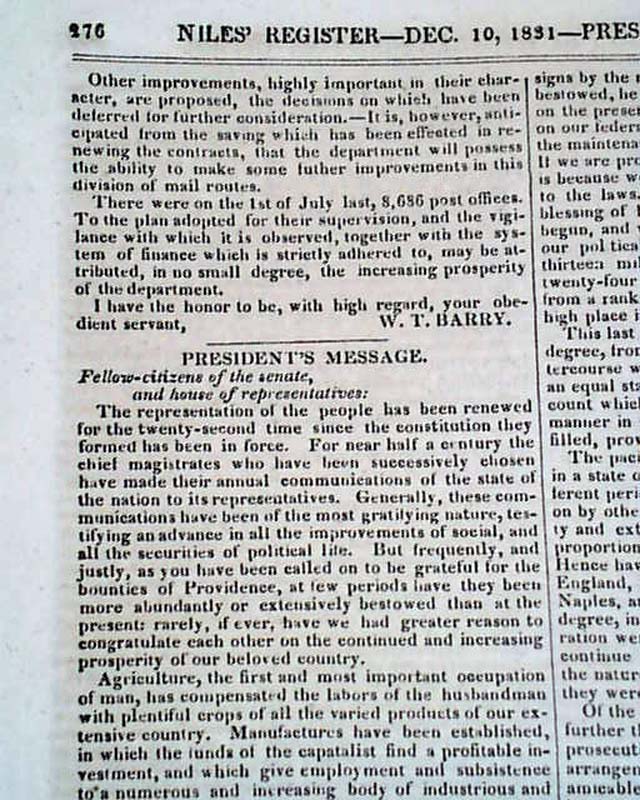 Andrew Jackson's State-of-the-Union address... - RareNewspapers.com