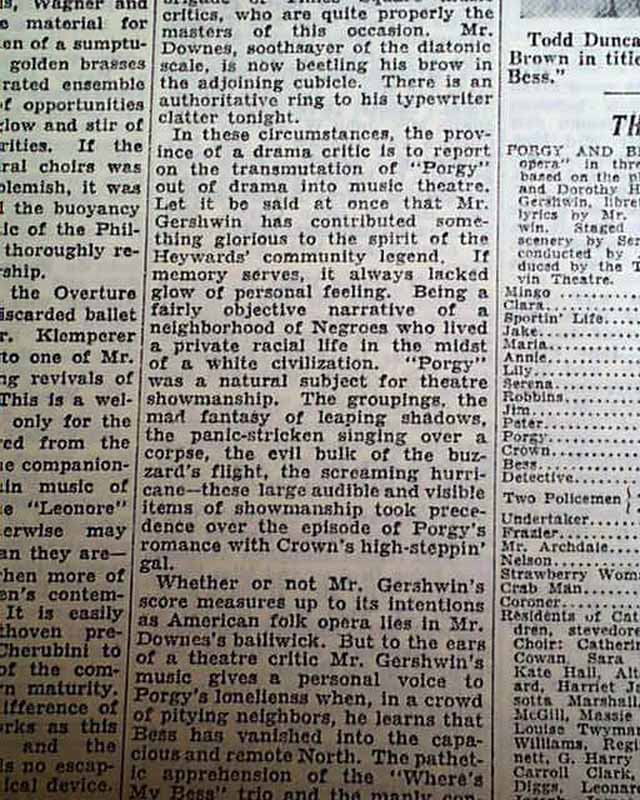 Porgy and Bess opera... George Gershwin... - RareNewspapers.com