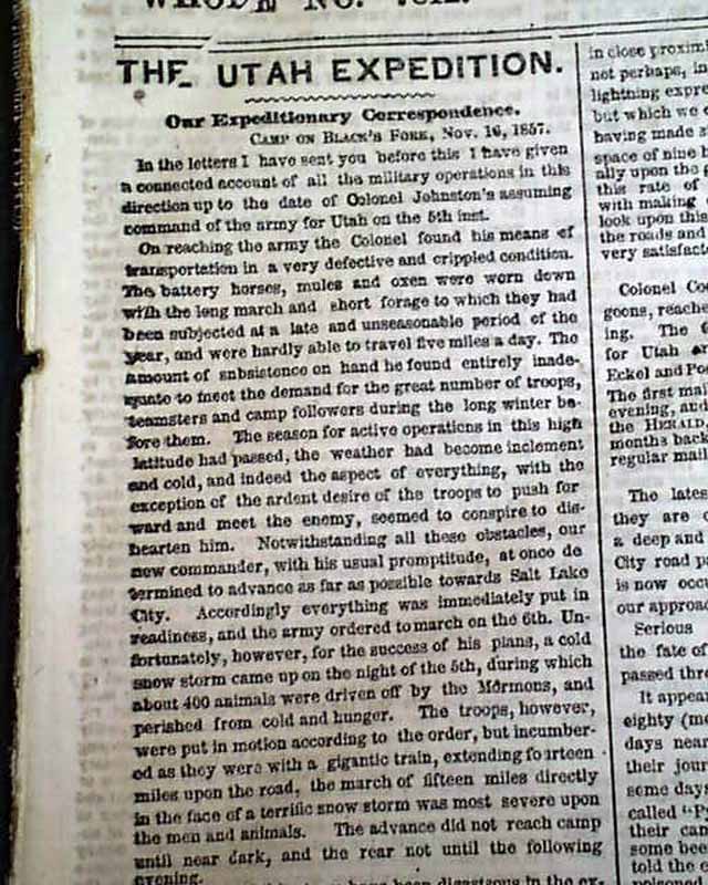 Utah War... Mormons... - RareNewspapers.com