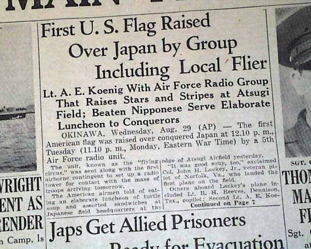 1945 occupation of Japan begins.... - RareNewspapers.com