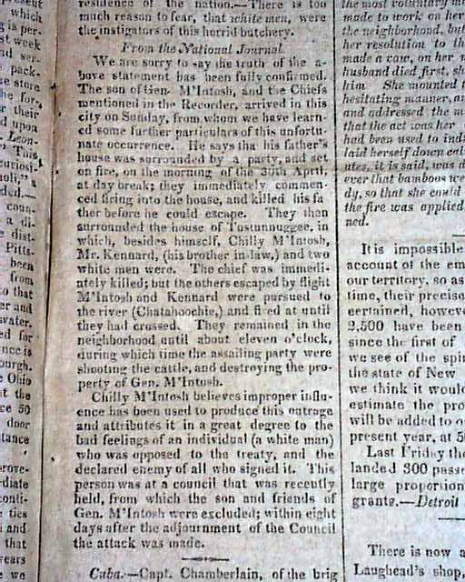 Indian Chief William McIntosh In 1825... - RareNewspapers.com