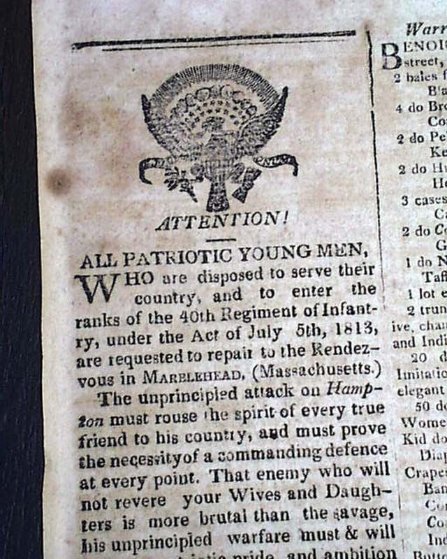 Great recruitment ad for the War of 1812... - RareNewspapers.com