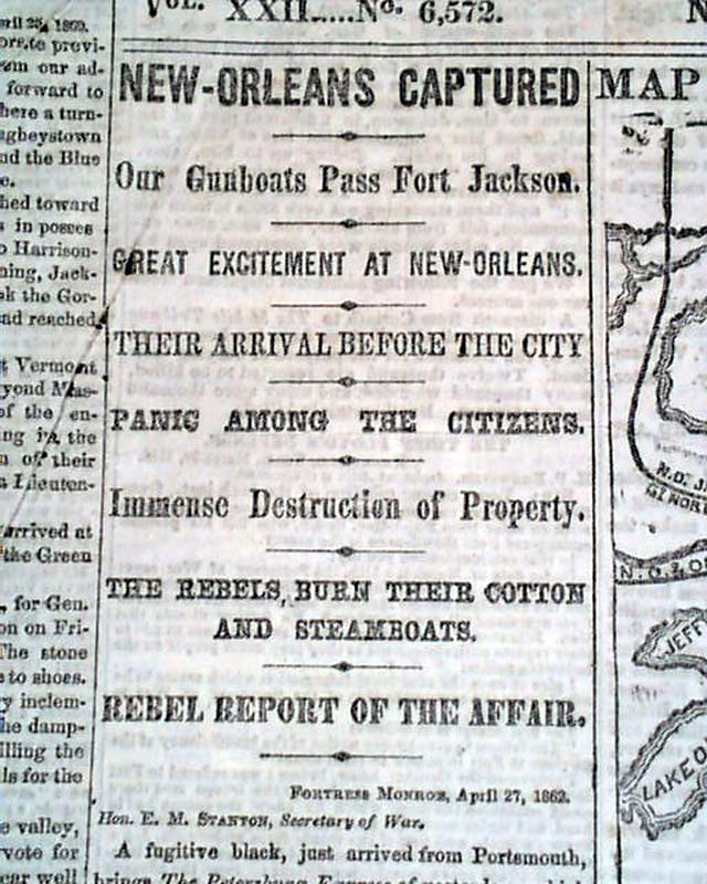 Capture of New Orleans including a related map.... - RareNewspapers.com