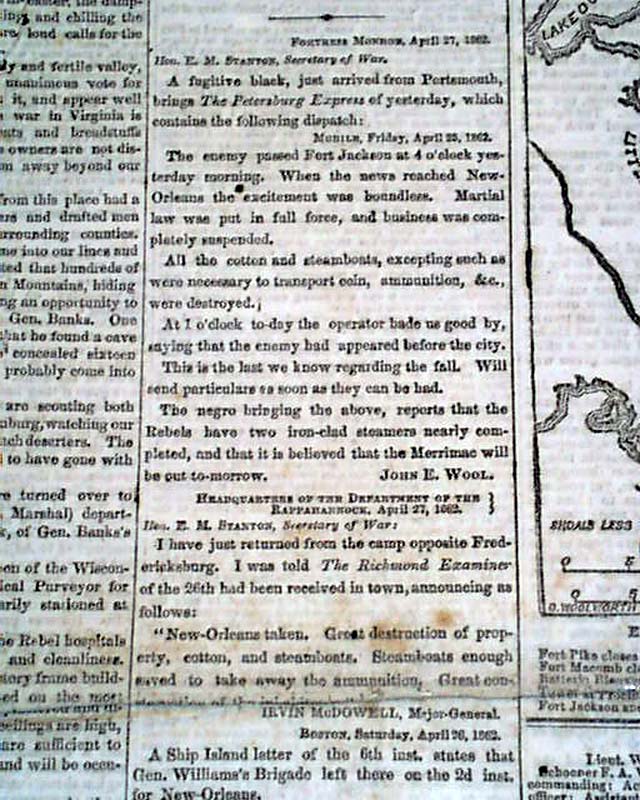 Capture of New Orleans including a related map.... - RareNewspapers.com
