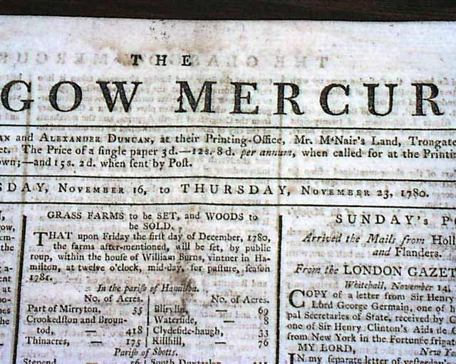 Great front page account of the Benedict Arnold & Major Andre treason ...