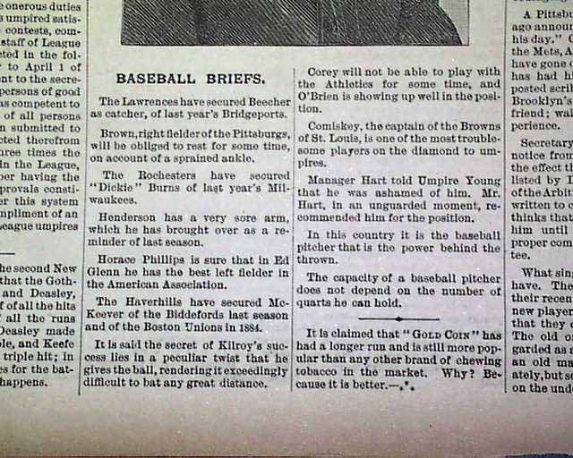 Rare baseball newspaper from 1886... - RareNewspapers.com