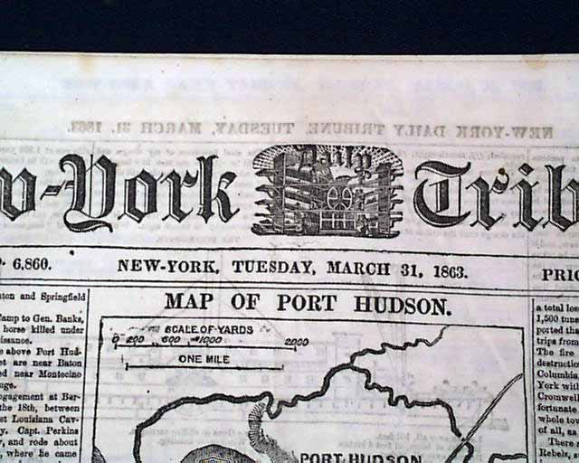 1863 Port Hudson LA Civil War Map..... - RareNewspapers.com