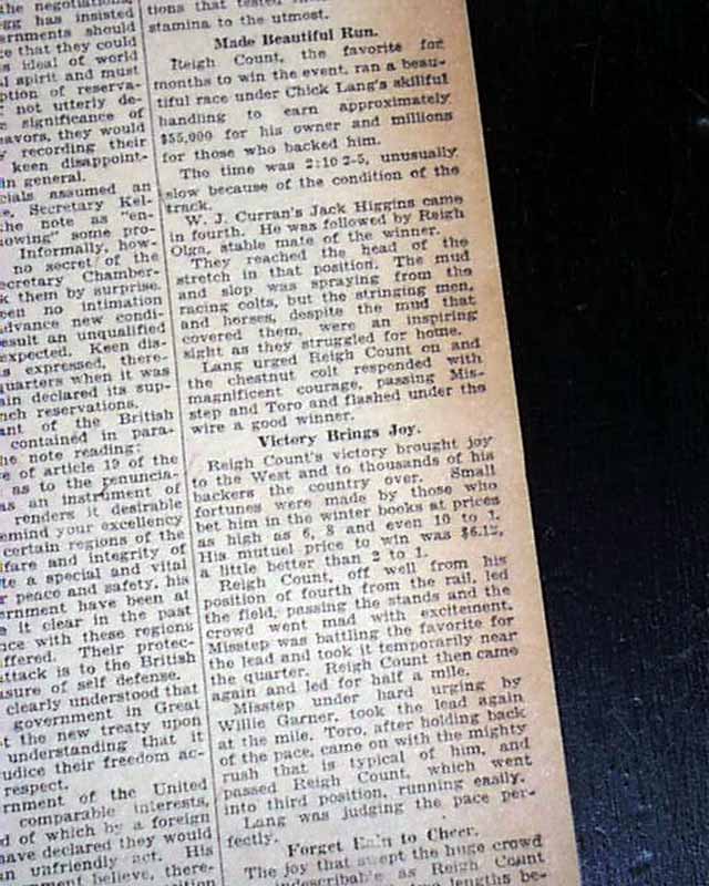 "Reigh Count" the Kentucky Derby winner... - RareNewspapers.com