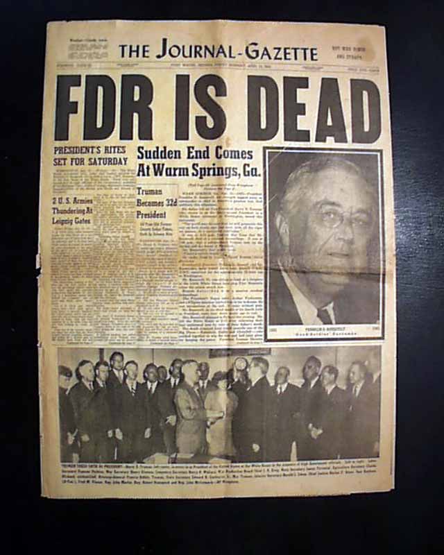 Dramatic headline on the death of FDR... - RareNewspapers.com