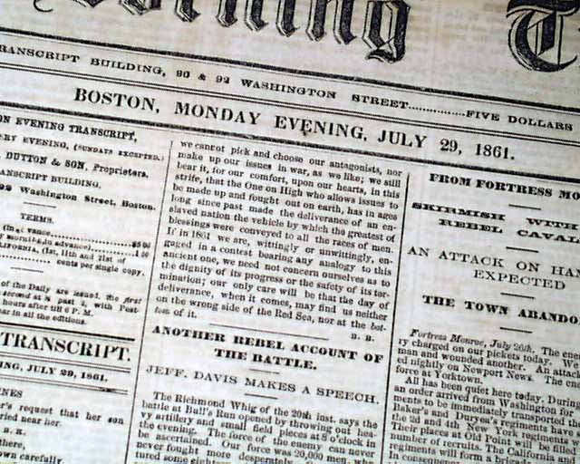 1st Bull Run battles.... - RareNewspapers.com