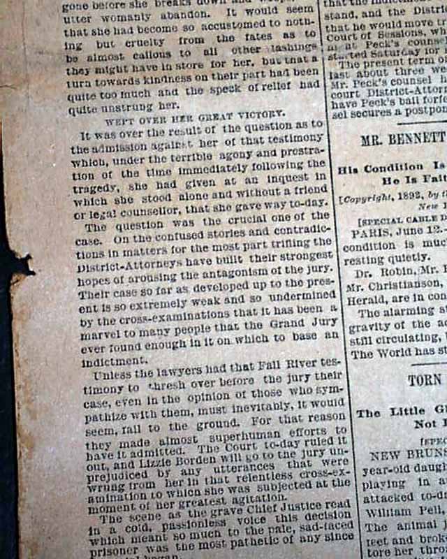 Considerable coverage of the Lizzie Borden murder trial ...