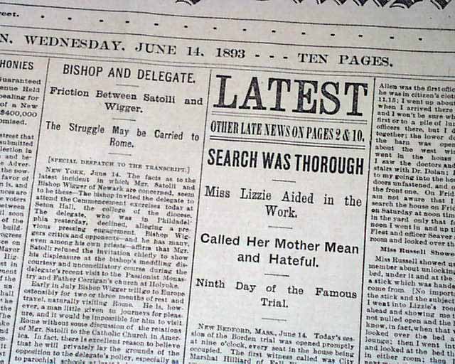 Lengthy report on the Lizzie Borden murder trial... - RareNewspapers.com