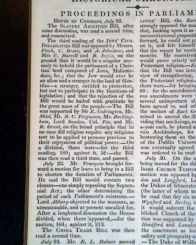 Action on the Slavery Abolition Act of 1833... - RareNewspapers.com