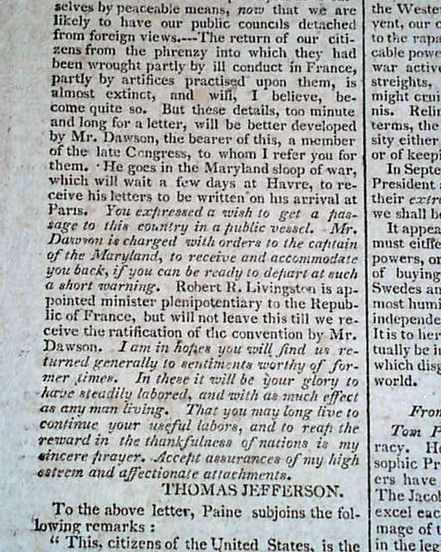 Thomas Paine and Thomas Jefferson... - RareNewspapers.com