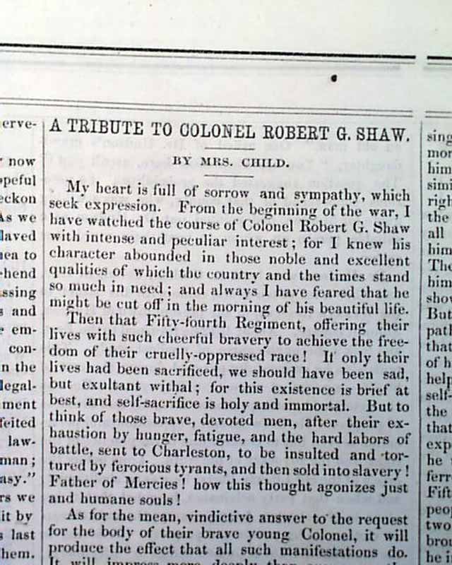 Frederick Douglass... Negro Regiments... Tribute to Col. Robert Shaw ...