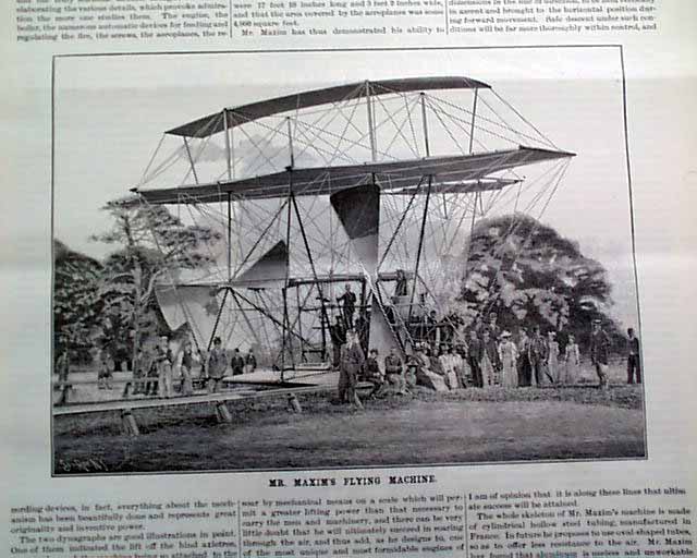 First flight of heavier than air "airplane"... Maxim's Flying Machine ...