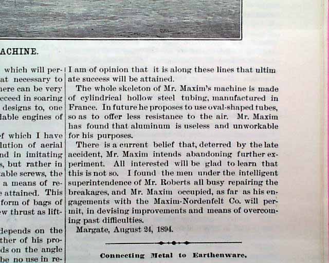 First flight of heavier than air "airplane"... Maxim's Flying Machine ...