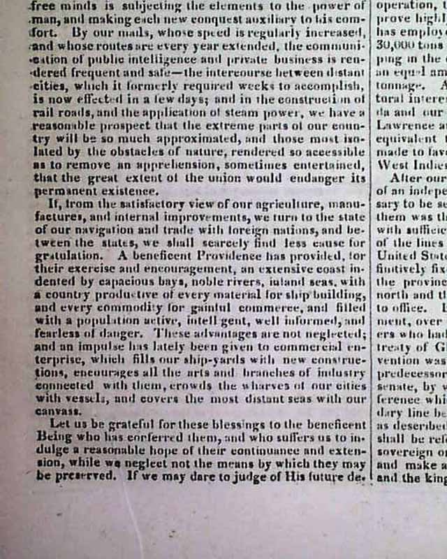 Andrew Jackson's stste-of-the-union address... - RareNewspapers.com