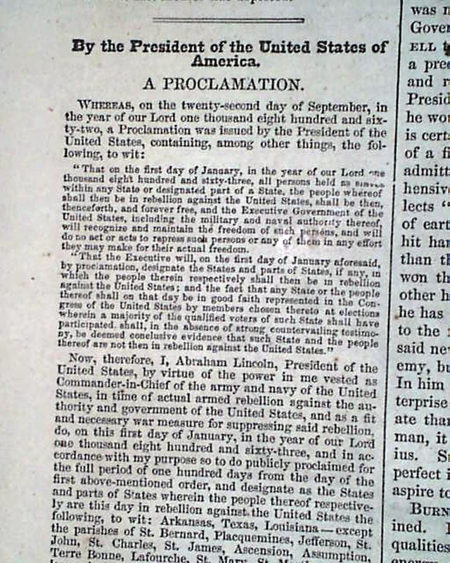 Full text of the Emancipation Proclamation, plus a Winslow Homer print ...