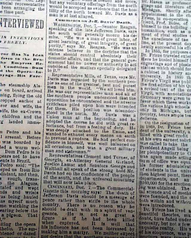 1889 Jefferson Davis death... - RareNewspapers.com