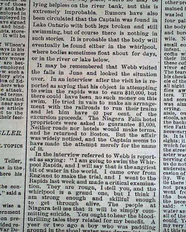 Matthew Webb death... - RareNewspapers.com