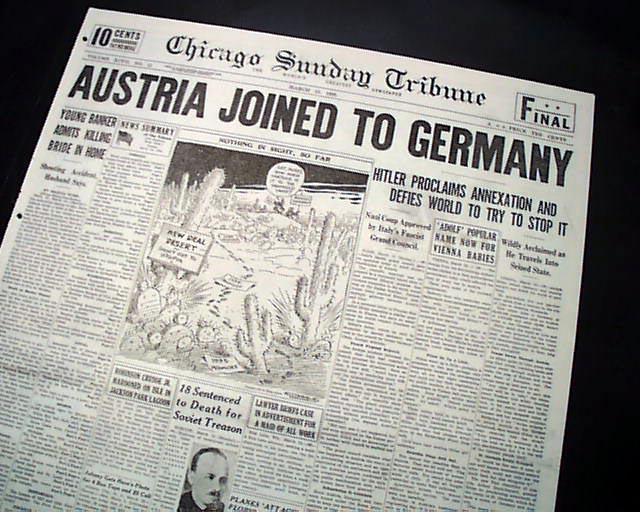 Anschluss... Austria annexation... Adolph Hitler... - RareNewspapers.com