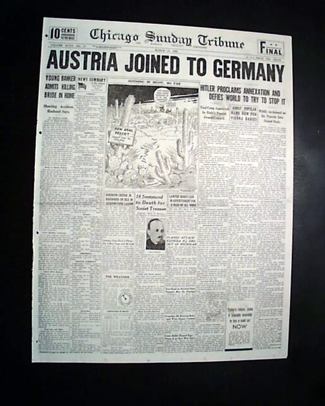 Anschluss... Austria annexation... Adolph Hitler... - RareNewspapers.com