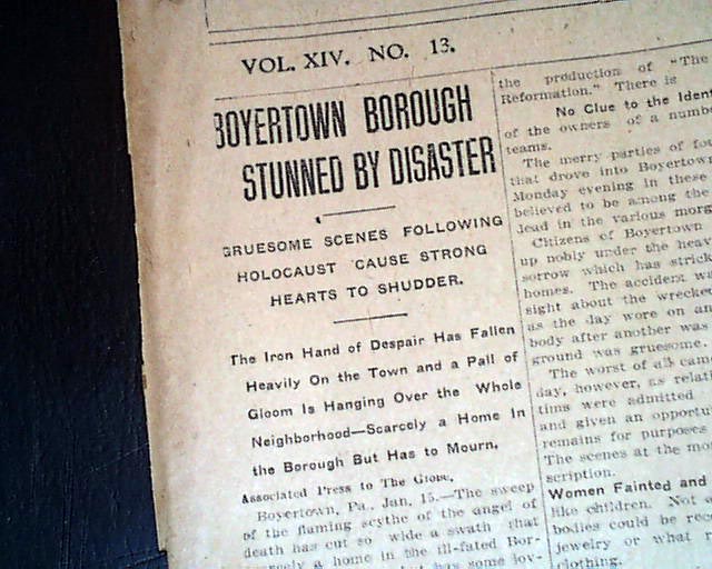 1908 Rhoads Opera House Fire... Boyertown PA... - RareNewspapers.com