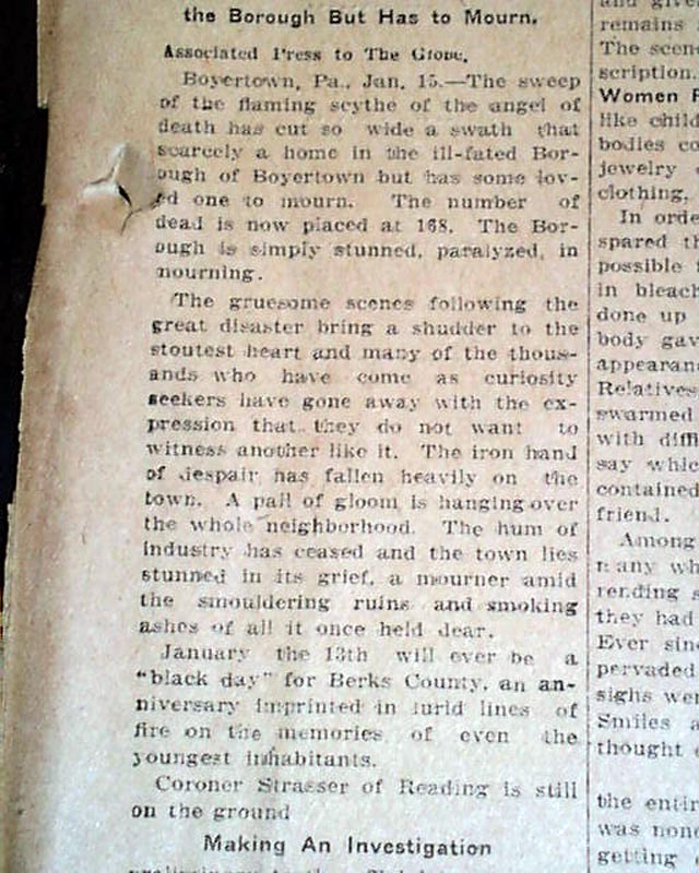 1908 Rhoads Opera House Fire... Boyertown PA... - RareNewspapers.com