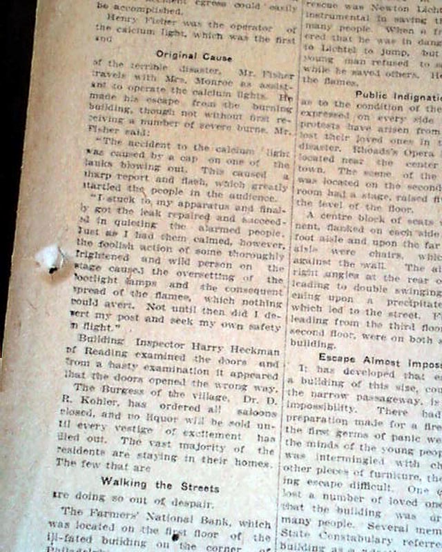 1908 Rhoads Opera House Fire... Boyertown PA... - RareNewspapers.com