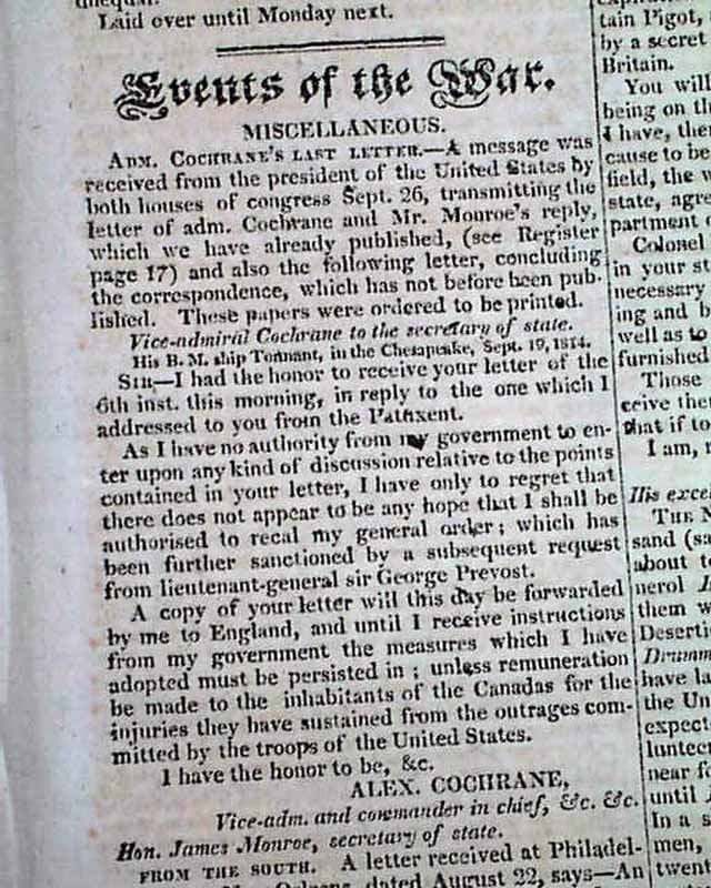 Battle of Fort McHenry in a Baltimore newspaper... - RareNewspapers.com
