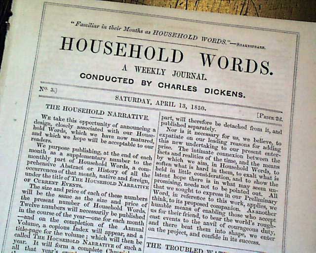 Rare 1850 magazine by author Charles Dickens literature ...