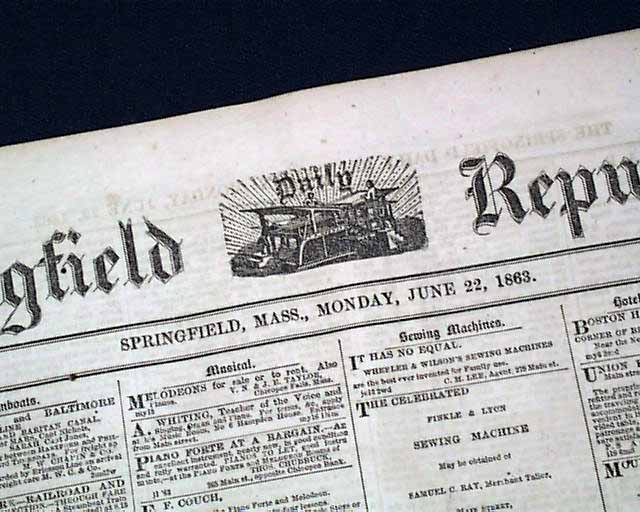 1863 Springfield MA Newspaper.... - RareNewspapers.com