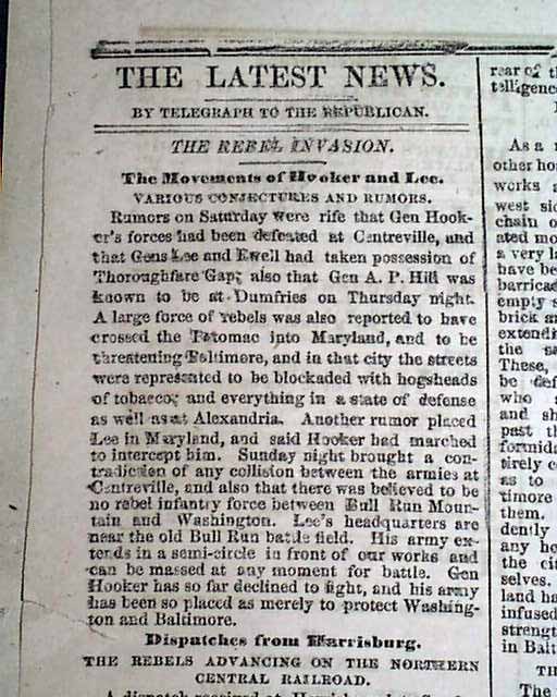 1863 Springfield MA Newspaper.... - RareNewspapers.com