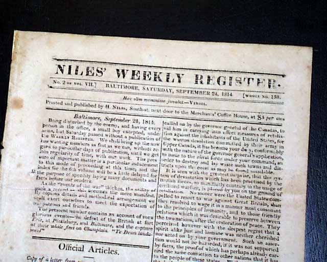 Battle of Fort McHenry, in a Baltimore newspaper... - RareNewspapers.com