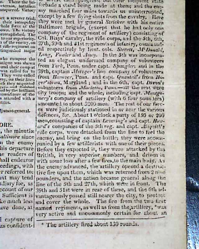 Battle of Fort McHenry, in a Baltimore newspaper... - RareNewspapers.com