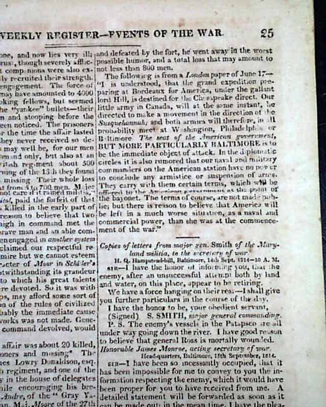 Battle of Fort McHenry, in a Baltimore newspaper... - RareNewspapers.com