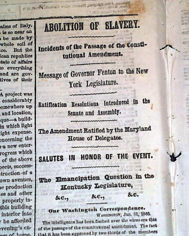 The Thirteenth Amendment abolishes slavery... First African-American ...