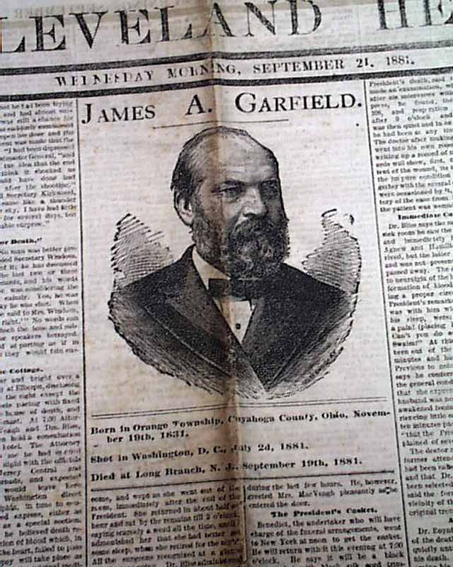 On the death & funeral of Garfield, in a home state newspaper ...