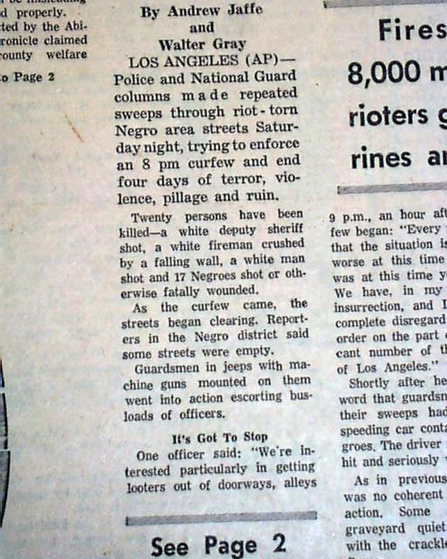 1965 Watts riots.. Los Angeles CA... - RareNewspapers.com