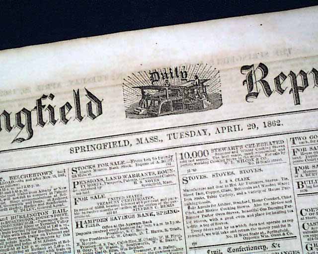 1862 Springfield MA Newspaper.... - RareNewspapers.com