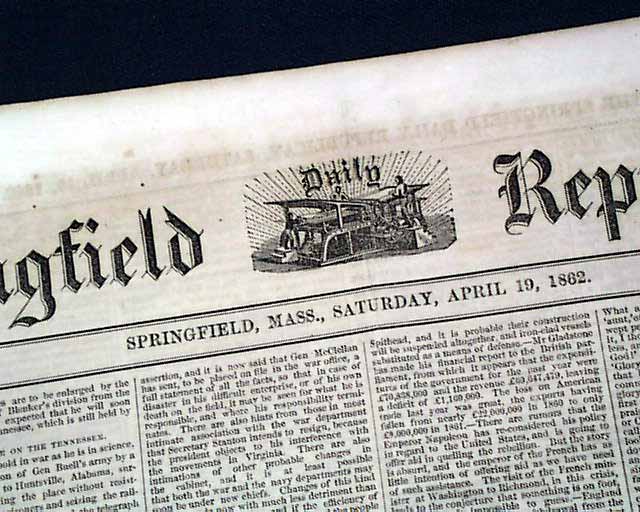 1862 Springfield MA Newspaper.... - RareNewspapers.com