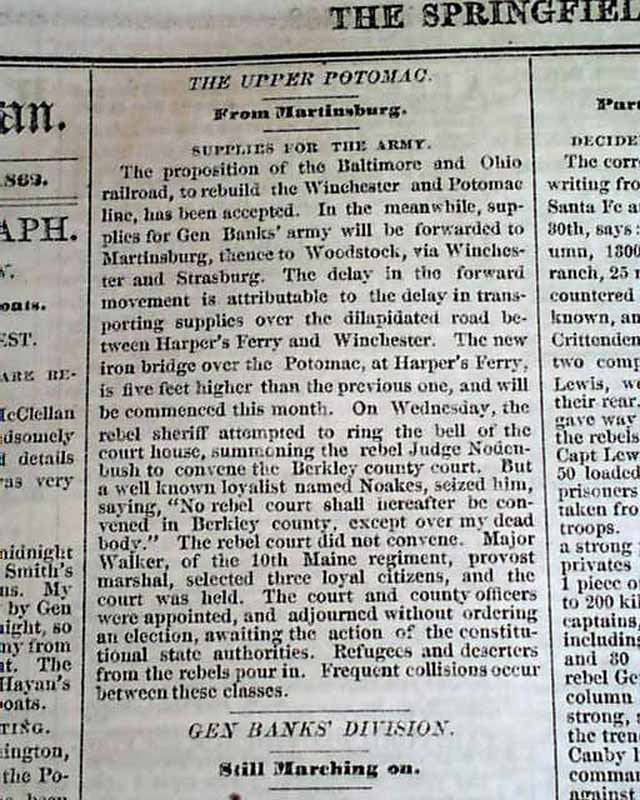 1862 Springfield MA Newspaper.... - RareNewspapers.com