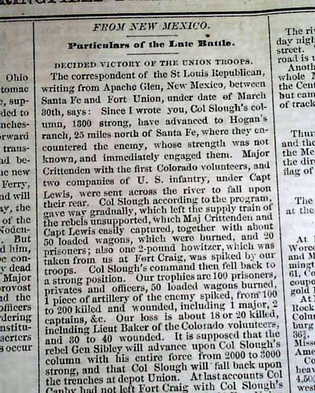 1862 Springfield MA Newspaper.... - RareNewspapers.com