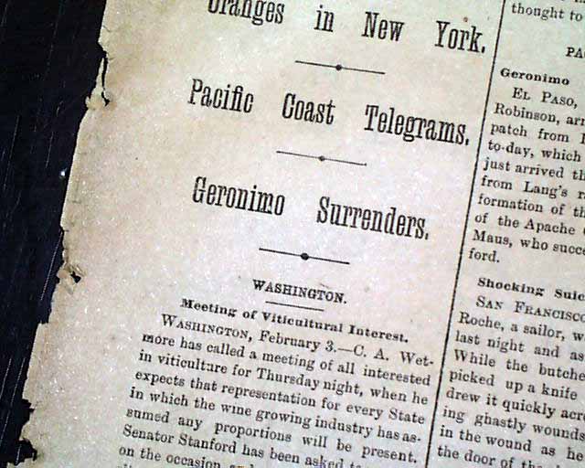 Geronimo surrenders... - RareNewspapers.com