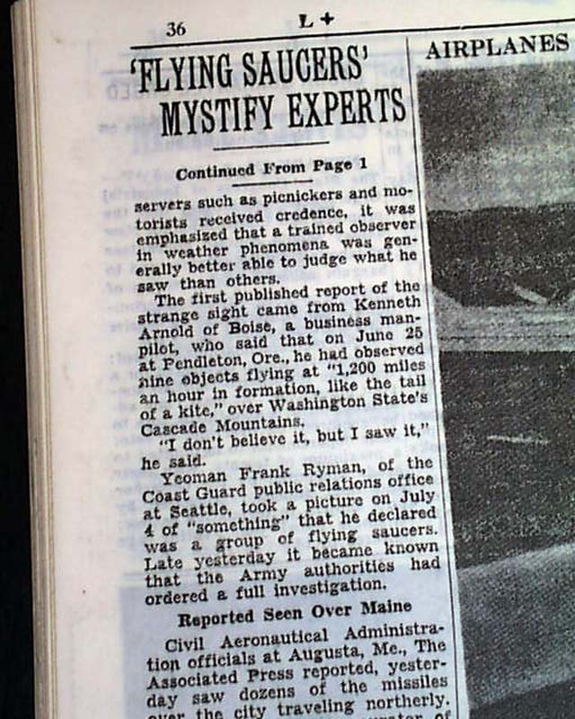 UFO Craze of 1947... Roswell ?.... - RareNewspapers.com