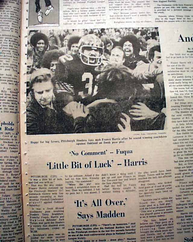 Franco Harris & the immaculate reception... - RareNewspapers.com